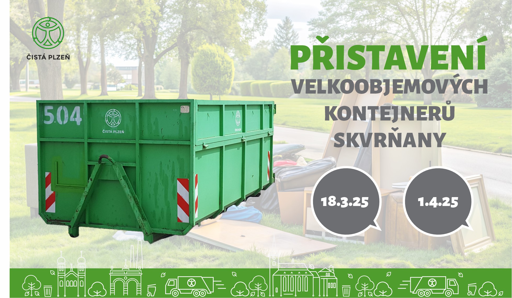 Přistavení velkoobjemových kontejnerů na Skvrňanech - Čistá Plzeň